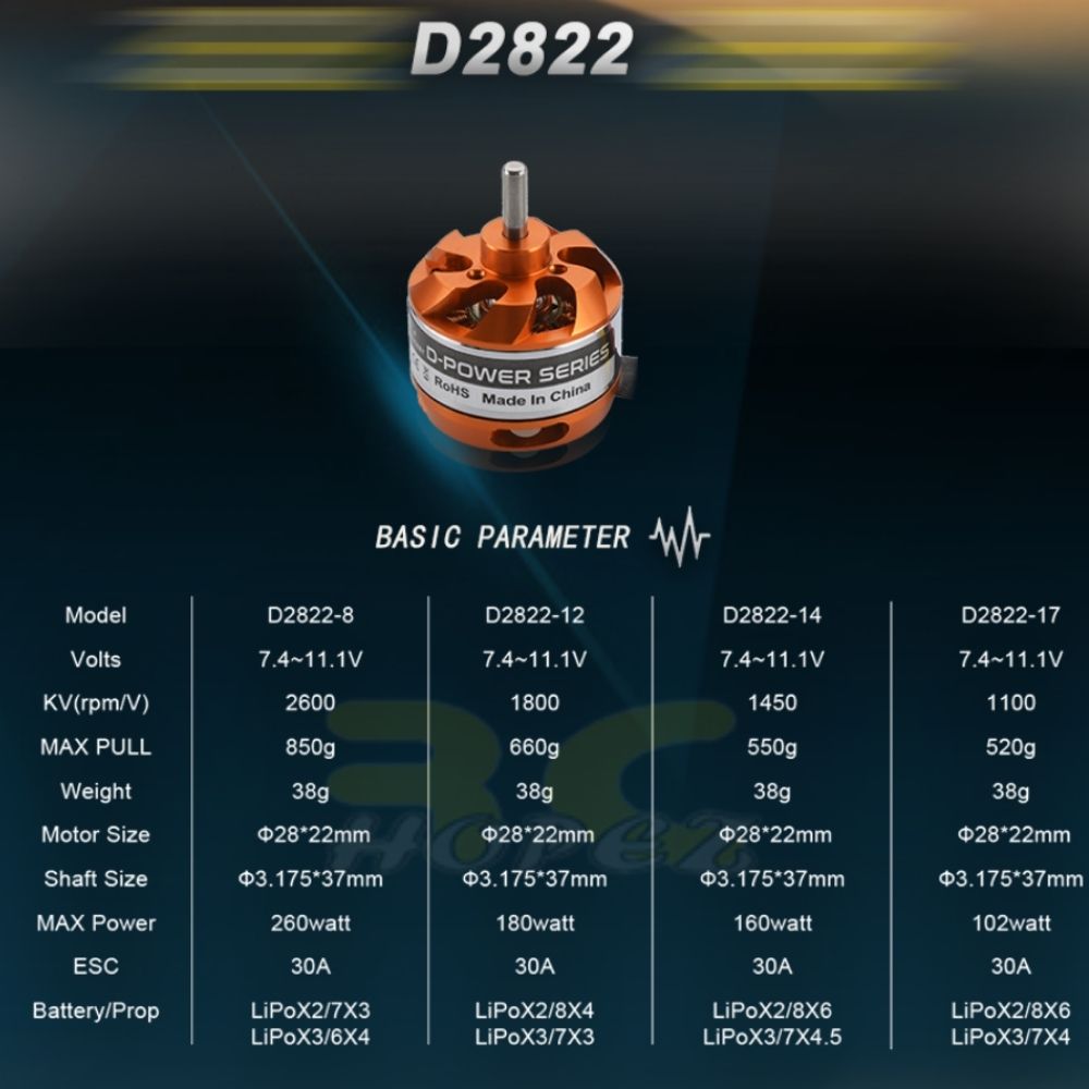 Flash Hobby D2822-12 1800KV 2-3S Brushless Motor – RC HOPEZ